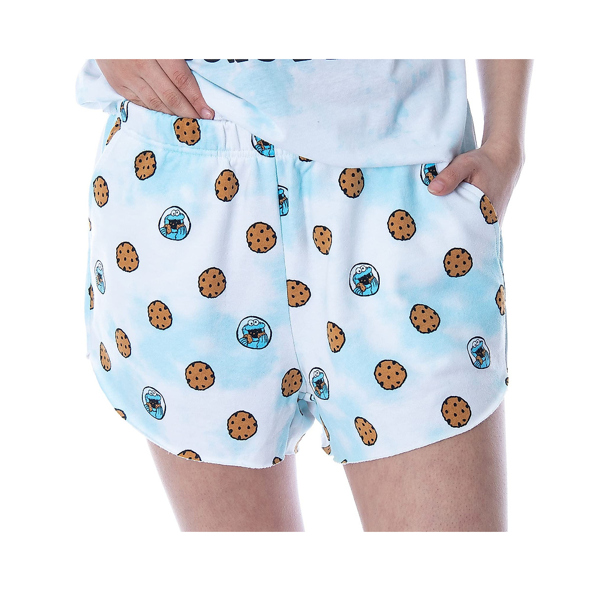Sesame Street Womens' Cookie Monster Tie Dye Shirt Short Sleep Pajama Set (XL)