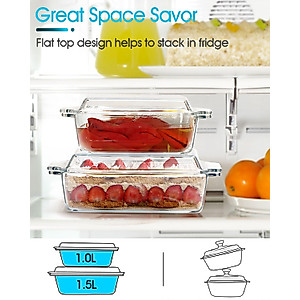 Mini-1 QT (5.7in x 7in) Rectangular Glass Casserole Dish With Glass Lid, (Single Serving) Glass Bakeware with Lid Glass Microwave Casserole Dish Lidded Small Casserole Dish