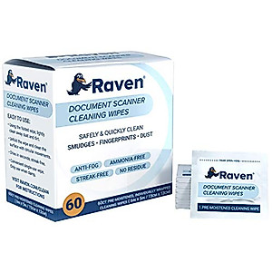 Raven Compact Document Scanner Bundle with Carrying Case, Cleaning Wipes and Rubber Stamp
