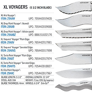 Cold Steel Extra Large Drop Point Voyager / 12 1/4" Overall / 5 1/2" Blade / 4MM Thick / 6 3/4" Long GRIV-EXHANDLE / AUS10A Steel/Ambi Belt Clip/Blister Packed,Black