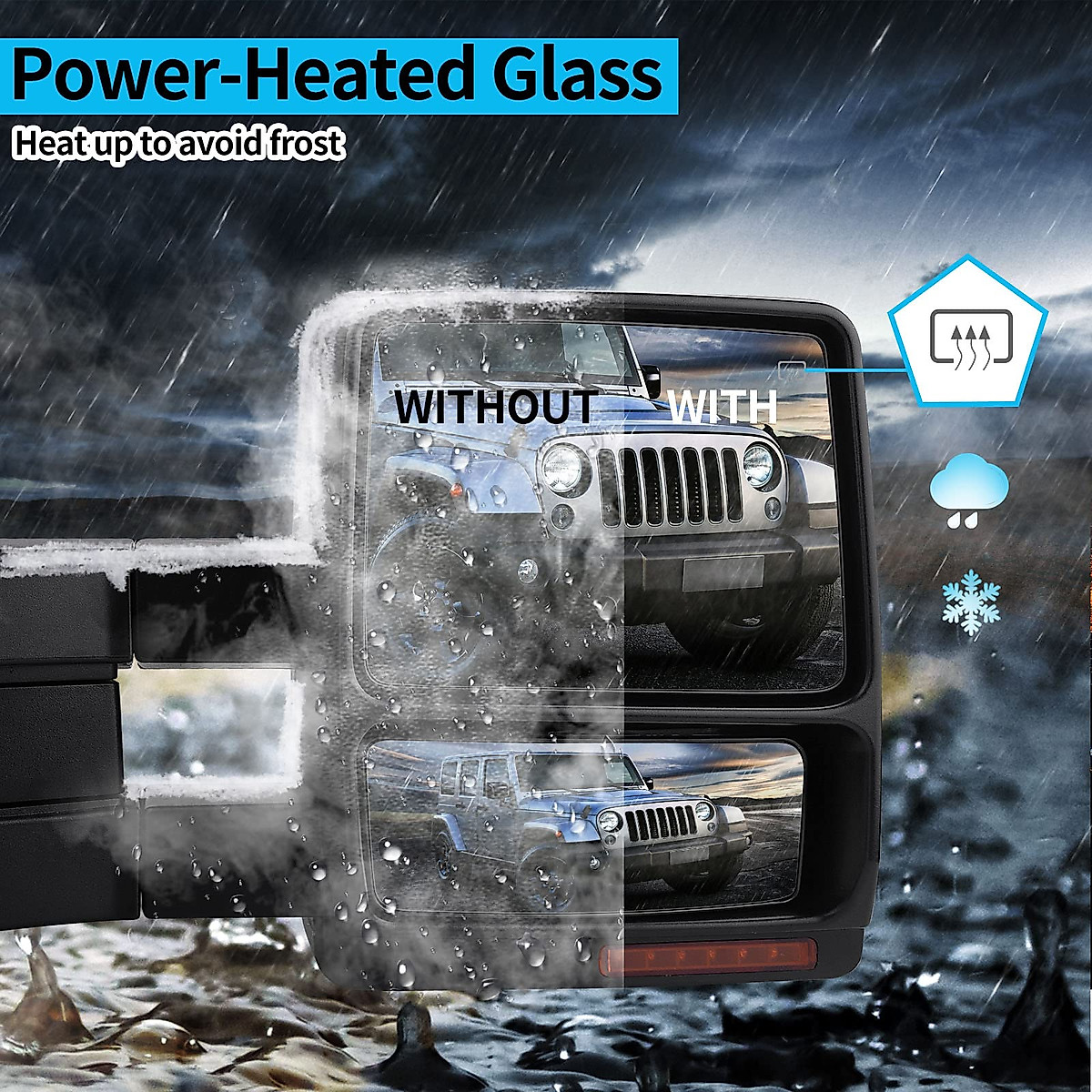 AUTOSAVER88 Towing Mirrors Compatible with 2004 2005 2006 Ford F150 Truck, Trailer Tow Mirrors w/Power Heated Glass Turn Signal Puddle Lamp, Manual Telescoping and Folding Side Mirror