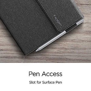 Spigen Stand Folio Designed for Microsoft Surface Go 4 Case (2023) / Surface Go 3 Case (2021) / Surface Go 2 Case (2020) / Surface Go Case (2018) with Pen Holder - Charcoal Gray