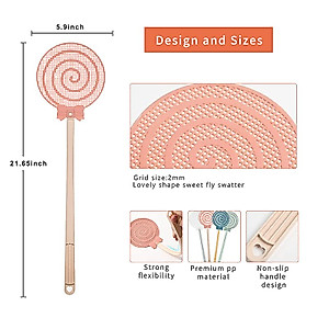 2 Pcs White Cute Fly Swatter Summer Mesh Long-Handled Manual Fly Swatter for Adult Thickened Candy-Shaped Plastic Mosquito Swatter Flying Insect Swatter