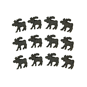 Zeckos Rustic Brown 12 Piece Cast Iron Moose Drawer Pull Cabinet Knob Set