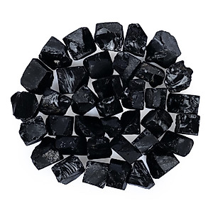 YATSKIA 1lb Black Obsidian Crystal - Raw Stones - Healing Crystals - Obsidian Stone - Black Stones and Crystals - Raw Stones for Tumbling - Crystals Bulk - Crystals and Healing Stones Bulk