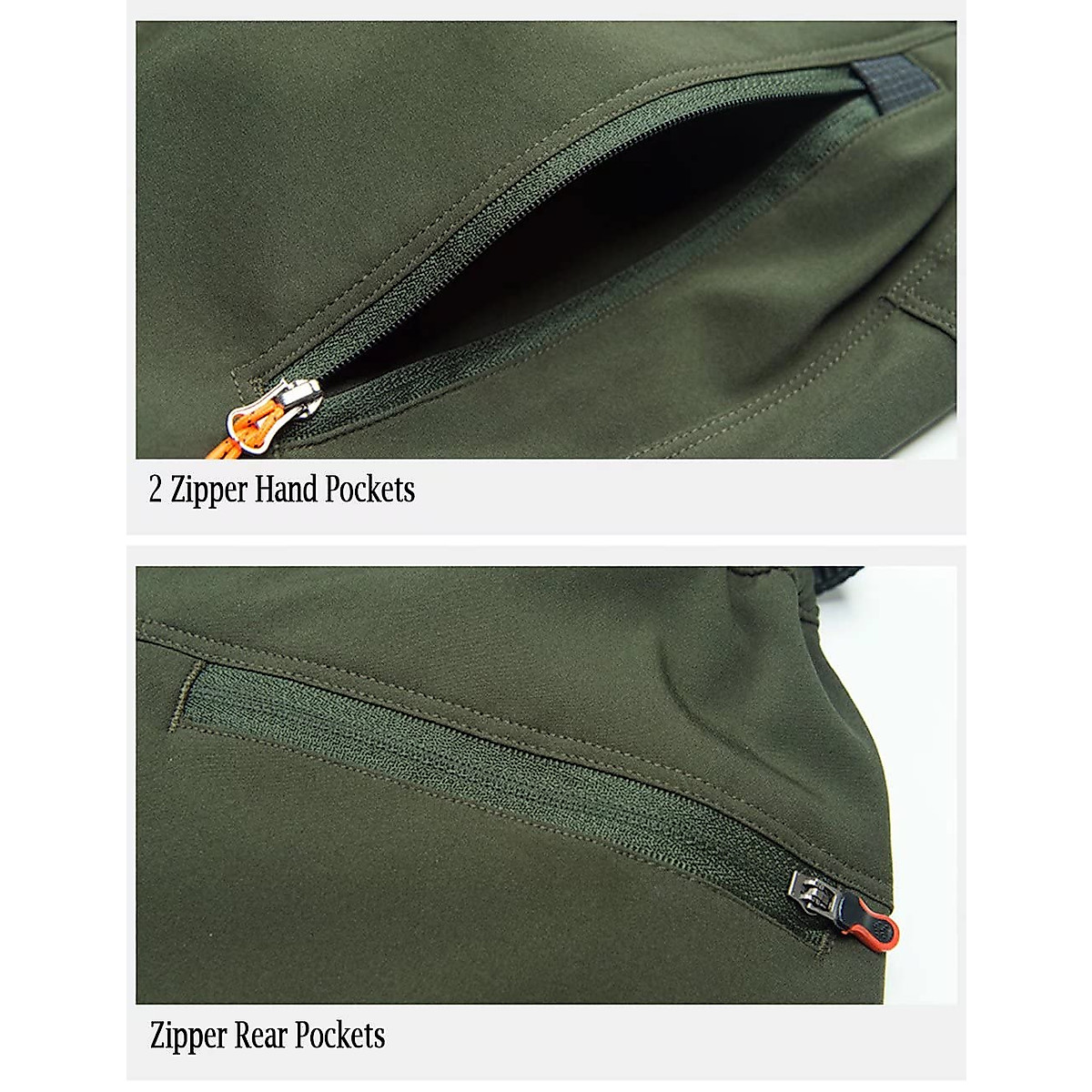 MAGCOMSEN Work Pants for Men Waterproof Stretch Softshell Hiking Pants Slim Fit for Summer Fishing Hunting Casual Green 34