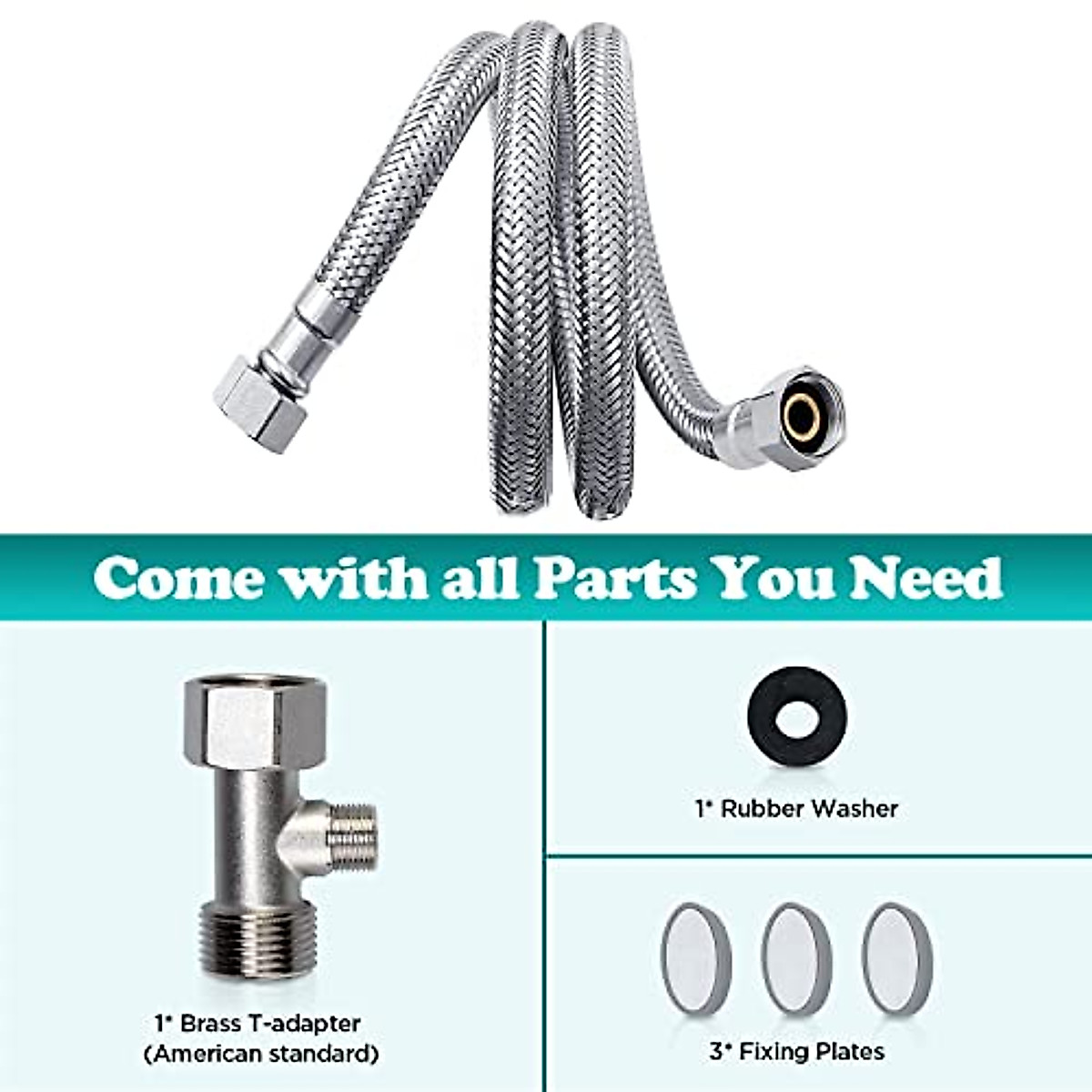 Bidet Attachment for Toilet, Ultra-Slim Bidet for Toilet with Non-Electric Dual Nozzle(Frontal & Rear Wash), Adjustable Water Pressure Bidet Attachment(White/Light Gold)