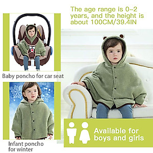Frog Hood Carseat Poncho for Kids - Fleece Hooded Wool Cape Coats for Toddlers