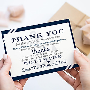 Paper Clever Party Nautical Baby Shower Thank You Cards with Envelopes Blank Notes Prefilled with Message Boys Personalize for Registry Gifts Anchor Notecard Set Blue 4x6 Stationery, 15 Pack