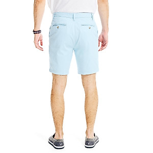 Nautica Men's Classic Fit Flat Front Stretch Solid Chino 8.5" Deck Shorts, Noon Blue, 33W