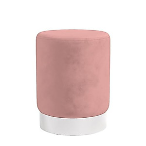 BIRDROCK HOME Round Ottoman Foot Stool – Soft Padded Modern Design – Ideal for Living Room, Bedroom – Compact Footrest, Vanity Chair, Small Furniture – Foam Seating, Decorative Accent (Dusty Rose)