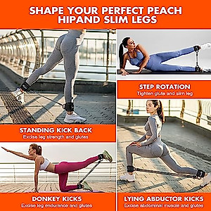 Ankle Resistance Bands with Cuffs, Three Different Pound Leg Workout Equipment, Booty Workout Straps with Adjustable, Portable Cable Machine Ankle Strap Suitable for Home, Gym and Office