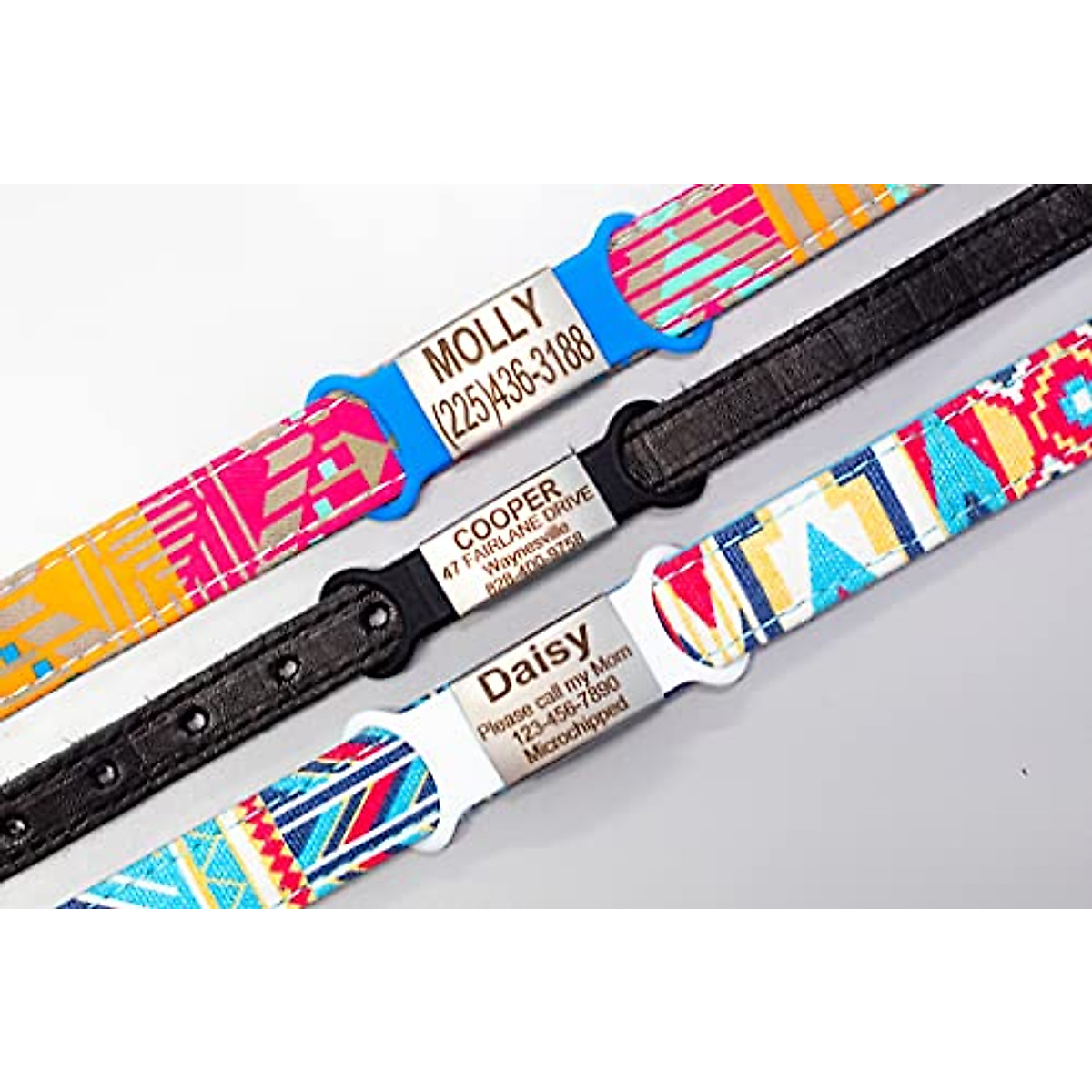 Slide On Pet Tag ID - Silent Custom Dog Tags - Name Tags Personalized - No Jingle Slide On Cat Tag ID - Engraved Collars