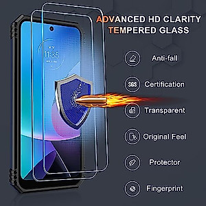 Motorola Moto G Play 2023 Case,Moto G Power 2022/Moto G Pure Case Built in Slide Camera Lens Cover+Screen Protector+Finger Ring Holder Kickstand,Heavy Duty Shockproof Full Body Phone Cover,Blue