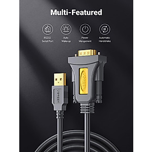 UGREEN 6ft USB to Serial Adapter, Serial to USB Adapter DB9 Male 9 Pin with PL2303 Chipset, PVC jacket, RS232 to USB Cable for Windows 11 10 8.1 8 7 XP Vista, Mac OS, Linux