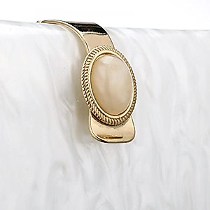 Clutch Purse for Women - Smoky Pattern Acrylic Handbag - Unique Elegant Crossbody Bag (White)