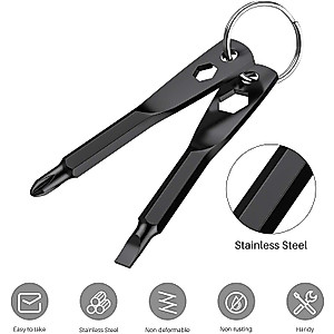 Portable Screwdriver Keychain, Nut Driver Repair Hand Tool Pocket Screwdrivers, Flathead and Phillips Key Screwdriver Tool Set, Christmas Best Stocking Stuffers Men Stocking Stuffer (4-in-1 black)