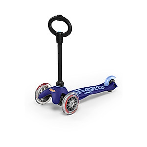 Micro Kickboard - Mini 3in1 Deluxe - Three Wheeled, Lean-to-Steer Swiss-Designed Micro Scooter for Toddlers with 3 Riding Options for Ages 1-5 (Blue)