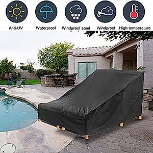 UCARE Double Wide Patio Chaise Lounge Chair Cover Waterproof 82in Outdoor Patio 2 Person Rattan Daybed Sofa Recliner Chaise Longue Protector Dust Furniture Covers