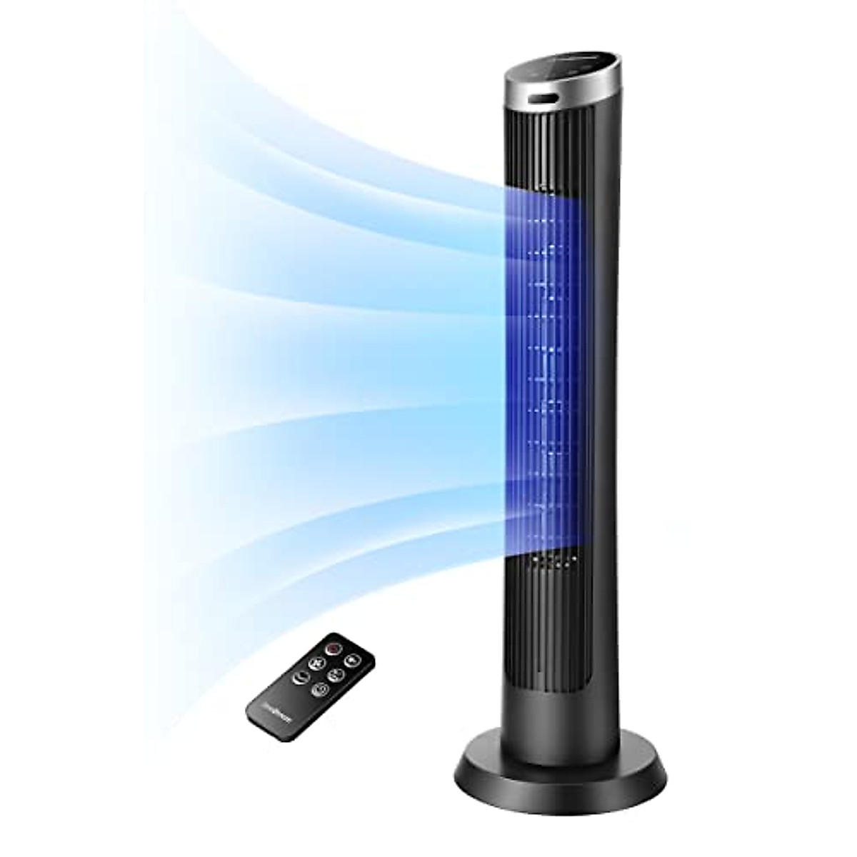 OmniBreeze Digital Electric Tower Fan, with Remote Control, LED Display, Standing Bladeless Floor Fans Cooling and Quite Indoor Living Room Bedroom use (36 Inch)…