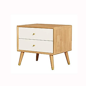 ZHAOLEI Solid Wood Bedside Storage Cabinet, Simple and Double Drawer Design Bedside Table