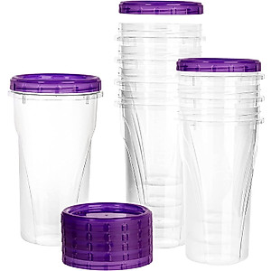 48 oz Clear Twist Top Storage Deli Containers with Leak Proof Lids Purple - BPA Free Snack Containers Airtight Reusable Plastic Food Storage Canisters with Twist Seal Caps, Food Storage, Meal Prep, Freezer, Kitchen Organizer, Stackable, Reusable (4)