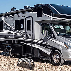 Prime 1 Safety RV Steps Extra Large Platform 19in x 14.5in Extra Size RV Folding Step Stool and Ladder, 600lbs, Height Adjustable, Aluminium with Reflective Stripe, Anti-Slip Surface and Extra Grip