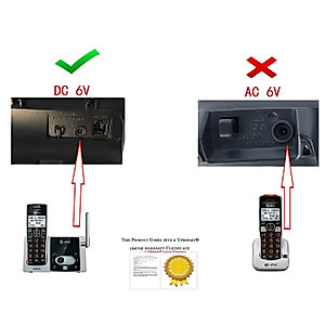 UpBright DC 6V AC Adapter Compatible with AT&T VTech CL82114 CL82214 CL82314 CL82364 CL82414 CL82464 CL82514 EL42308 EL50003 EL50013 DECT 6.0 Cordless Phone Answering System 6VDC Power Supply Charger