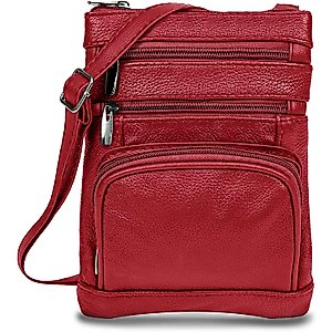 Krediz leather crossbody bags for women, Multi Pocket crossbody purse with Adjustable Strap, Soft & Durable Leather Purse