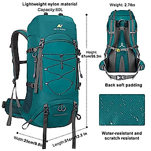 N NEVO RHINO Waterproof Hiking Backpack 50L/60L, Camping Backpack with Rain Cover, Hiking Travel Mountaineering Backpack
