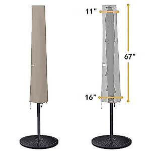 Umbrella Cover for 6ft to 9ft Patio Umbrellas, Waterproof and Durable Market Umbrella Cover with Zipper and Rod