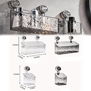 Androf Acrylic Transparent Shower Storage, Raidley Easymount Bathroom Storage Shelf - No Drilling Required, Light Luxury Style Glacier Pattern No Drill Clear Wall Caddy Suction Cup Shelf (2PCS-4)