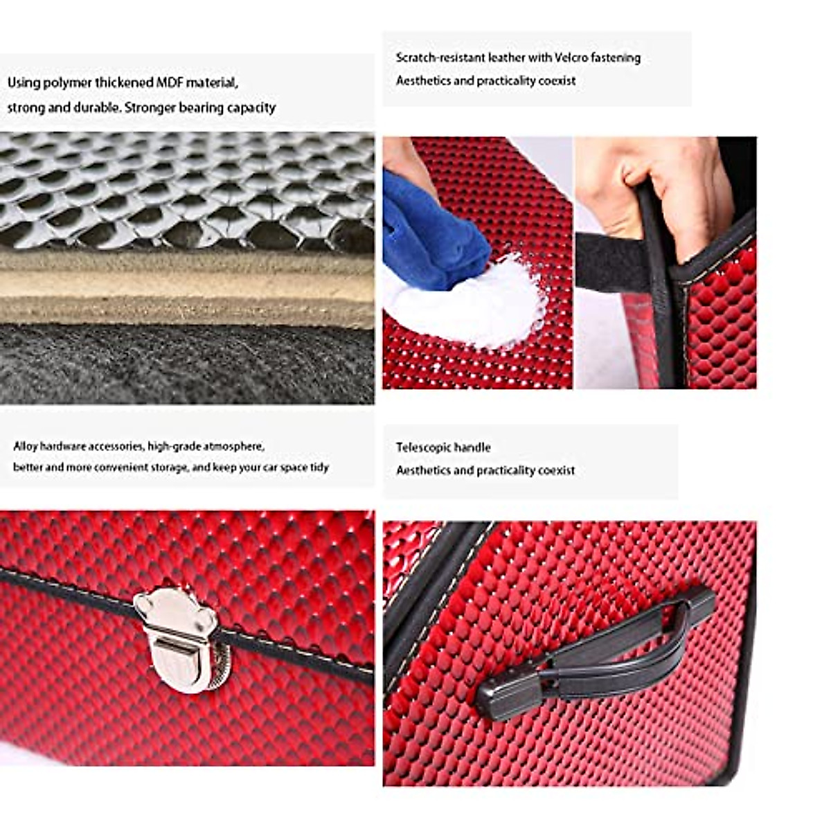 Multipurpose Collapsible Car Trunk Storage Organizer with Lid - Portable Car Storage Box Bin SUV Van Cargo Carrier Caddy for Shopping Camping Picnic Home Garage