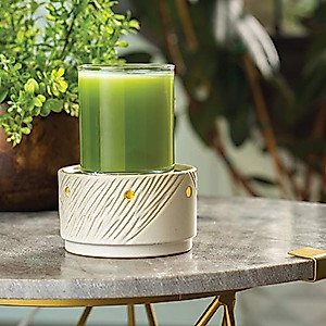 CANDLE WARMERS ETC 2-in-1 Deluxe Candle and Wax Fragrance Warmer with LED Light and Auto Shut Off for Timed Candle Warming, White Aspen