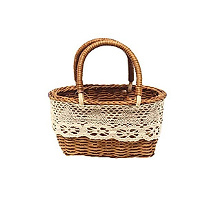 UXZDX Hand-Woven Small Flower Basket Rattan Small Flower Basket Flower Basket Simulation Flower Basket
