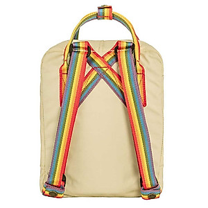 Fjällräven Kånken Rainbow Mini Backpack for Men, and Women - Durable Fabric with Adjustable Shoulder Straps, and Lightweight Backpack Light Oak/Rainbow Pattern One Size One Size