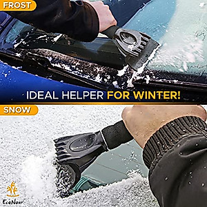 EcoNour Ice Scraper for Car Windshield | 2 Pack Window Scraper to Remove Snow, Frost, and Ice | Ice Crusher for Car Window with Foam Handle for Perfect Grip | Snow Removal & Frost Remover Accessories