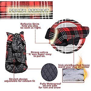 Uadonile Dog Coat British Style Plaid Christmas Jackets, Windproof Reversible,Reflective Dogs Winter Warn Snow Coat, Cold Weather Coats for Small Medium and Large Boy Girl
