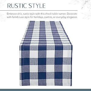 Elrene Home Fashions Farmhouse Living Buffalo-Check Table Runner, Rustic Kitchen and Table Linens, 13" x 70", Blue/White