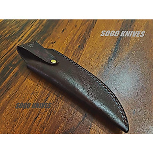 SOGO KNIVES Leather Knife Sheath For Belt, Slanted Sheath, Tooled Leather Sheath, Beautiful 8 TO 9 inches Hunting Knife fixed blade Leather Cover 100% Real Leather (BROWN)