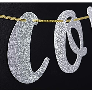 Welcome Little One Glitter Banner, Baby Shower, Gender Reveal Party, Glitter Party Decor (Silver)