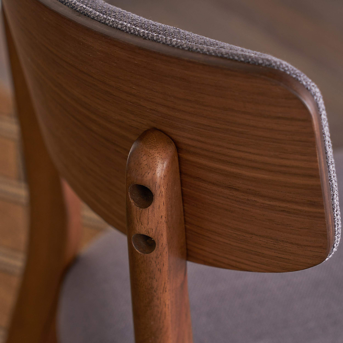 Christopher Knight Home Abrielle Mid-Century Modern Fabric Dining Chairs with Natural Walnut Finished Rubberwood Frame, 2-Pcs Set, Dark Grey / Natural Walnut