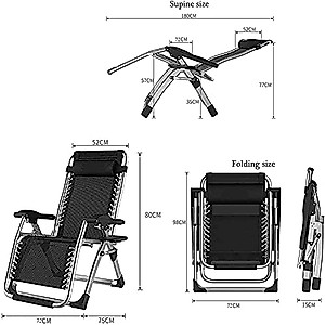 MINDONG HZH Garden Lounge Chair Oversize Folding Lounger, Adjustable Recliner Outdoor Reclining Beach Desk Garden Lounger with Cushions (B)