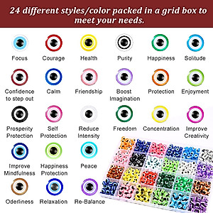 24 Style 800 pcs Evil Eye Beads, Evil Eye Beads for Jewelry Making, Evil Eye Charms with 1mm Hole