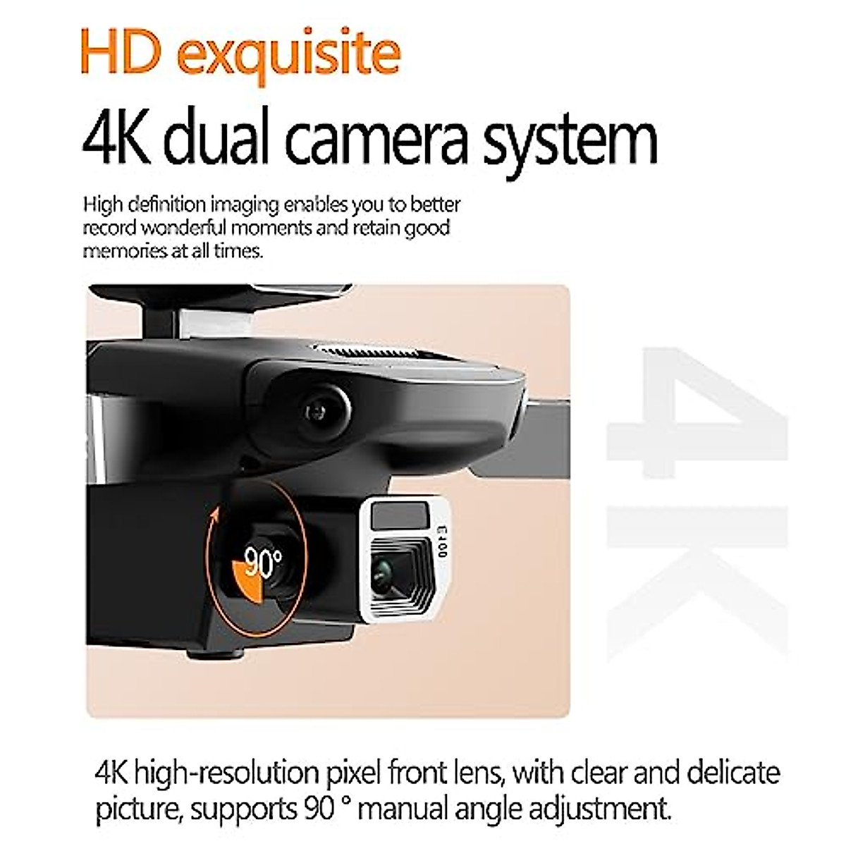 GBSELL 4K Dual Camera Drone, UAV HD 4K Aerial Photography Dual Camera Remote Control Quadcopter Boy Folding Model Aircraft Toy, Intelligent Obstacle Avoidance (Black)