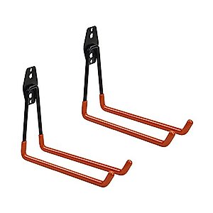 WINSOON Heavy Duty Double Utility Garage Hooks Wall Mount Hook Set Tool Tack Storage (2 x Large U Shape, Orange)