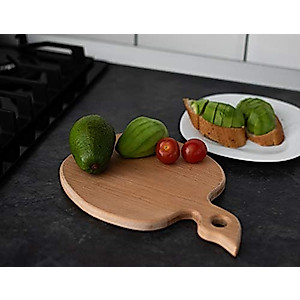 ECOSALL Apple-shaped Solid Wood Cutting Board With Handle For Fruit and Veggies – Small Wooden Bread Board, Cheese Serving Platter, Round Charcuterie Board – 100% Natural, Reversible, Presentable