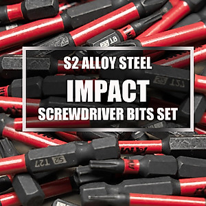 AMM 24-Piece Torx Bit Set, Security Star Bit Set, Tamper Resistant Star Bits Set, S2 Alloy Steel, 1" and 2.3" Long Impact Bits with Storage Box（T5-T40 ）