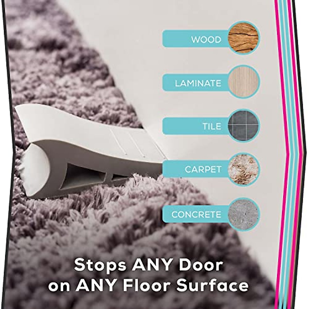 Quality Clever Decorative Rubber Door Stopper, Tall and Adjustable to Fit All Doors, Solid Stable Base, Easy to Move Without Bending Down, Hanger Mounts on Back of Door or Wall to Eliminate Clutter
