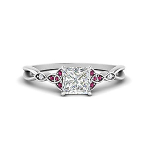 55Carat Celtic Knot Split Diamond Ring 925 sterling silver Created Pink Sapphire Princess shape Pink color Petite Engagement Rings pave Setting in Size 6 Party Wear Daily Wear Ornament